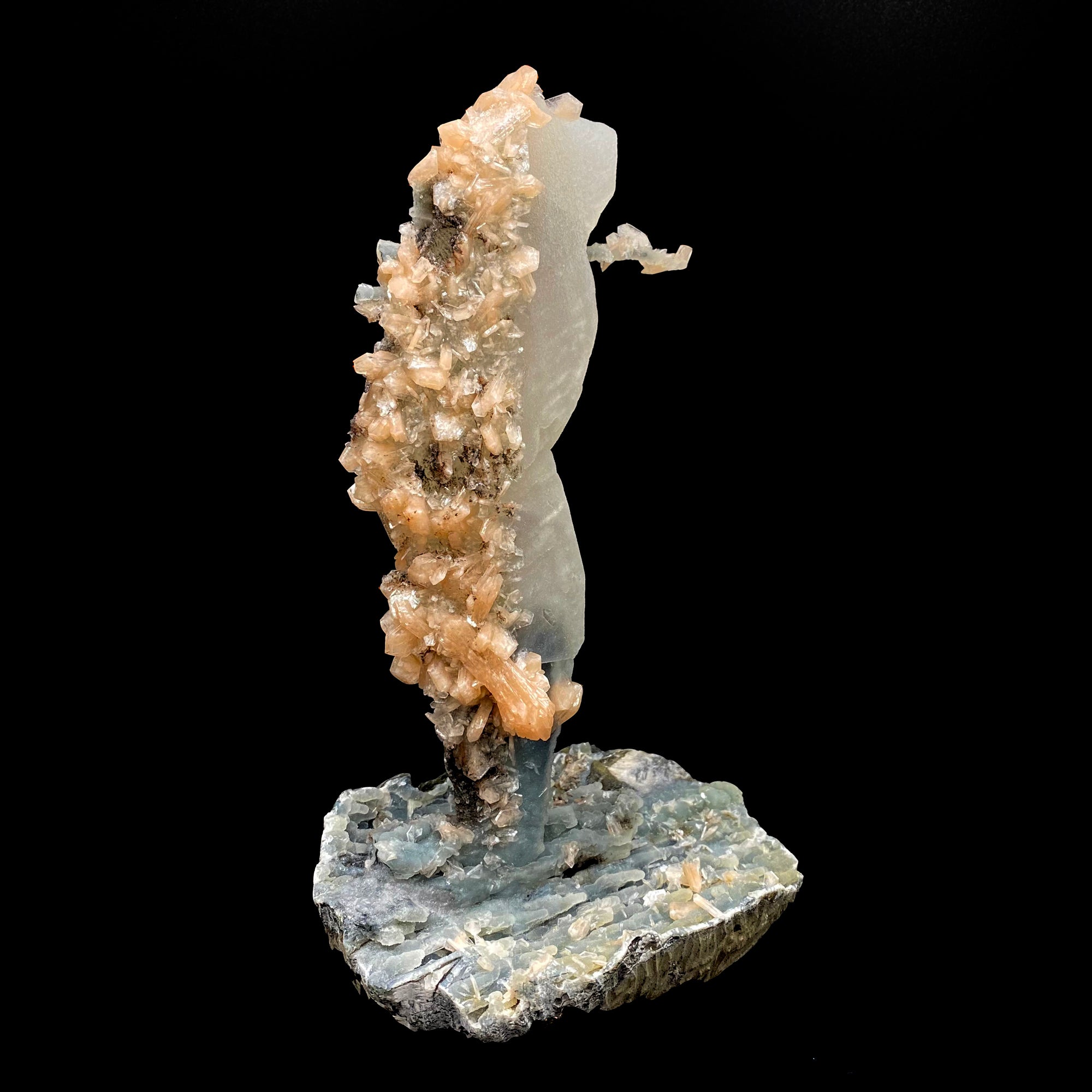 Calcite Tower with Stilbite and Chalcedony Natural Mineral Specimen ...