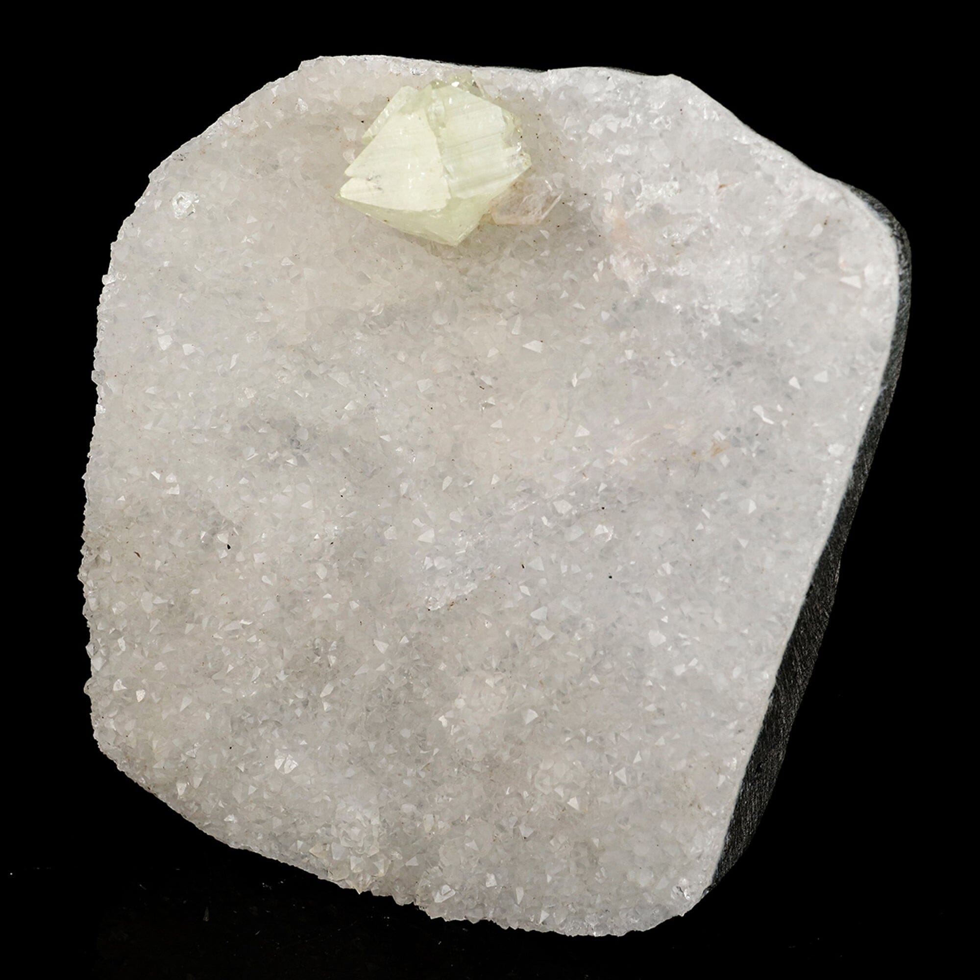 Powellite Fluorescent on MM Quartz Free Standing Natural Mineral Speci ...